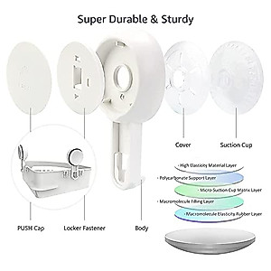 LEVERLOC Corner Shower Caddy Suction Cup And NO-Drilling Removable Shower Caddy Suction Cup Bathroom Shower Shelf Heavy Duty Max Hold 22lbs Caddy Organizer Shower Corner Rack for Bathroom & Kitchen