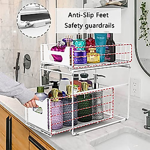 PIGTAB Under Sink Organizers and Storage - Efficient Bathroom Organization and Kitchen Organizer with Anti-Drop Design (2-Pack, White)…