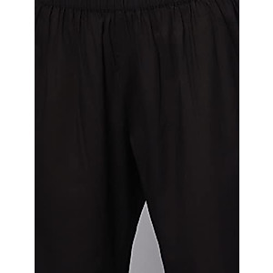 Arayna Women's Cotton Solid Straight Kurta Set with Palazzo Pants and Printed Dupatta, Black, Medium