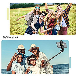 Universal Phone Tripod Mount Adapter with Ｗireless Camera Remote, Cell Phone Holder with Adjustable Clamp for Selfie Stick Monopod Compatible with iPhone, Samsung and so on, Wrist Strap Included