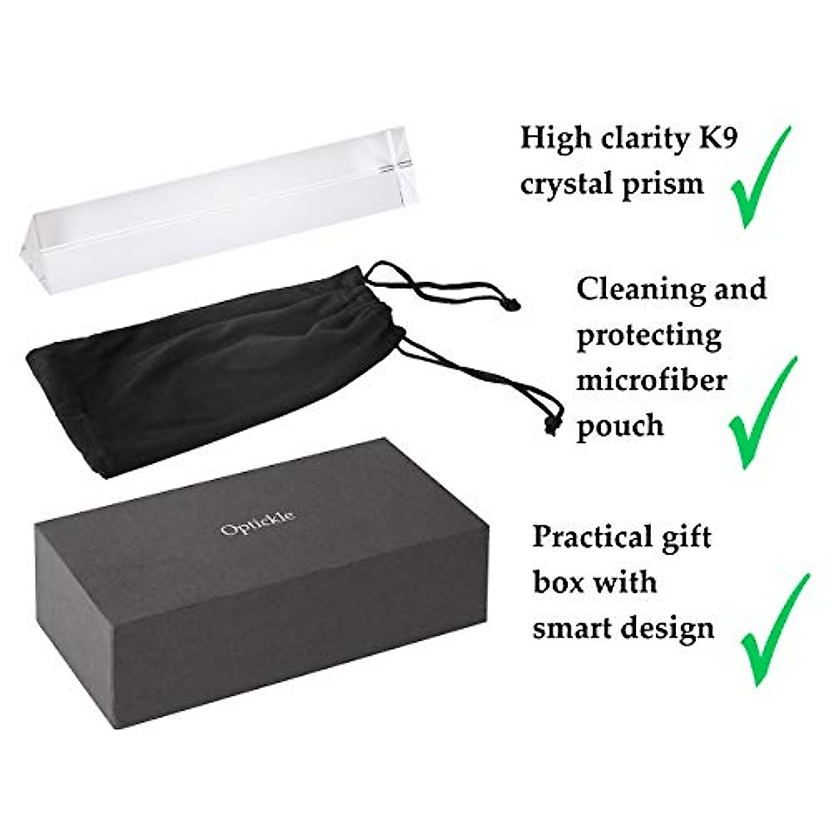 Photography Prism with Cleaning Pouch - Best Crystal Glass Triangular Prism for Photos and Teaching Light Spectrum - Portable 6 Inch Optical Rainbow Prism