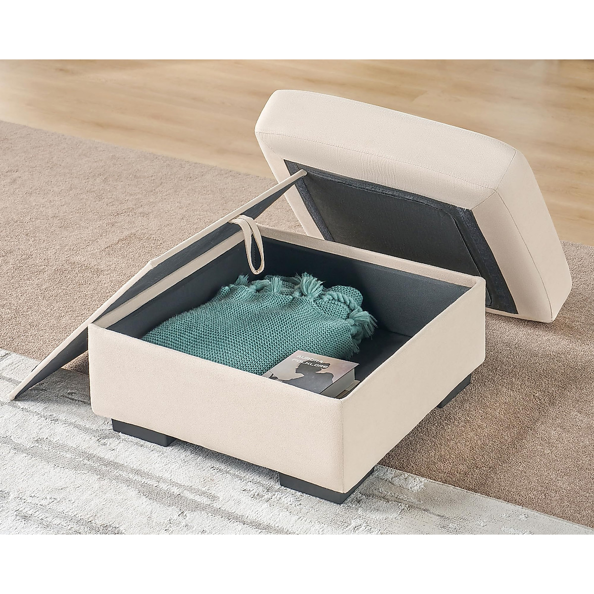 AMERLIFE Modern Sofa,Comfy Sofa Ottoman with Slope Armrests, Comfy Sofa Couch for Living Room, Apartment, Lounge Room (Beige)