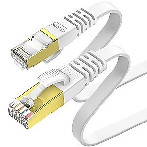 KASIMO Cat 7 Ethernet Cable 6.5 FT, Cat 7 Gigabit LAN Network Cable RJ45 High-Speed Flat Ethernet Cable 10Gbps 600Mhz/s STP for PC,Game Console,PS4, PS5,Switch,Modem,Smart TV,Patch Panel