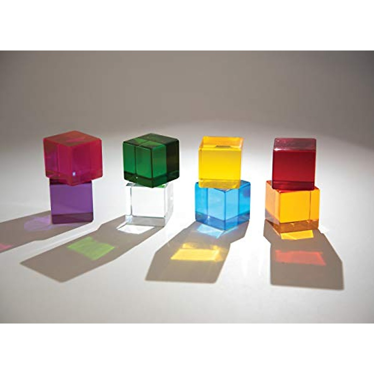 TickiT Perception Cubes - Set of 8 - Assorted Colors - Transparent Manipulatives for Visual Sensory Play - Observe Light and Color-Mixing - Light Panel Accessory