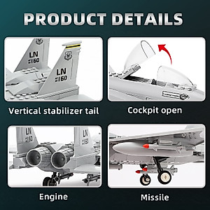 OQMI Military Airplane Toy F-15 Eagle Jet Fighter Building Block Sets, Birthday Gift for 6-10 Year Boy and Girl Building Block Lovers (262 Pieces)