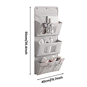 1 Pack Over the Door Organizer, heylad 35.2lbs Load Closet Door Organizer Hanging, Swing-proof Diaper Organizer Storage with 4 Big Pockets 4 Side Mesh Pockets for Nursery Newborn Baby Essentials Stuff