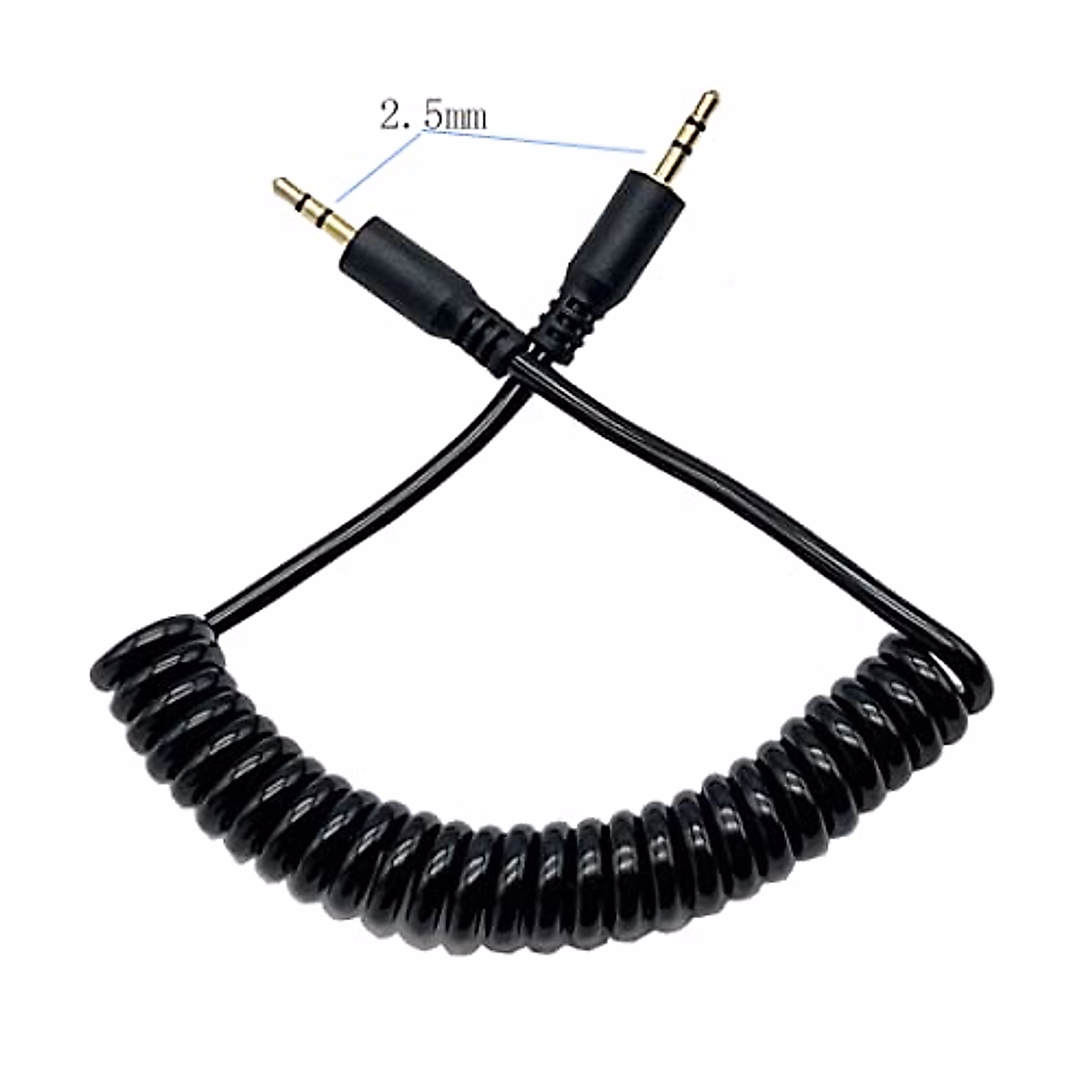 Coiled 2.5mm Audio Cable;Seadream 2Pack Coiled Male to Male 2.5mm to 2.5mm Subminiature Stereo Headset Headphone Jack Gold Plated Connector Wire Cord Plug Cable (2Pack Coiled 2.5mm M t 2.5mm M)