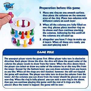 Point Games Crazy Tower - Stacking Tower Game with Fun Roman Column Design- Toppling Leaning Tower Toy with Dice - Developmental & Interactive Puzzle, Test Stabilizing Skills- Ages 5+