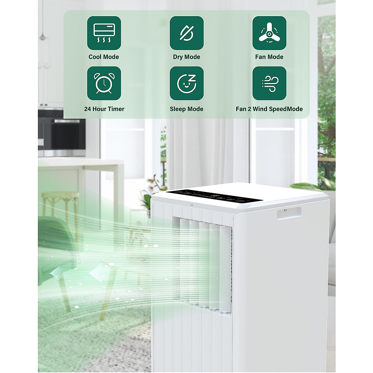 KYBOLT Portable Air Conditioners, 8000 BTU Air Conditioner Portable for Room up to 350 Sq. Ft. with Remote Control, White