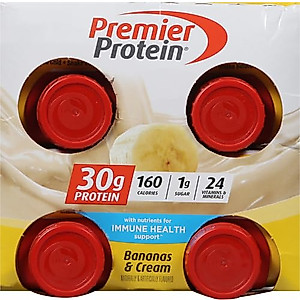 Premier Protein, 30g Shakes Bananas and Cream, 44 Fl Oz, Pack of 4