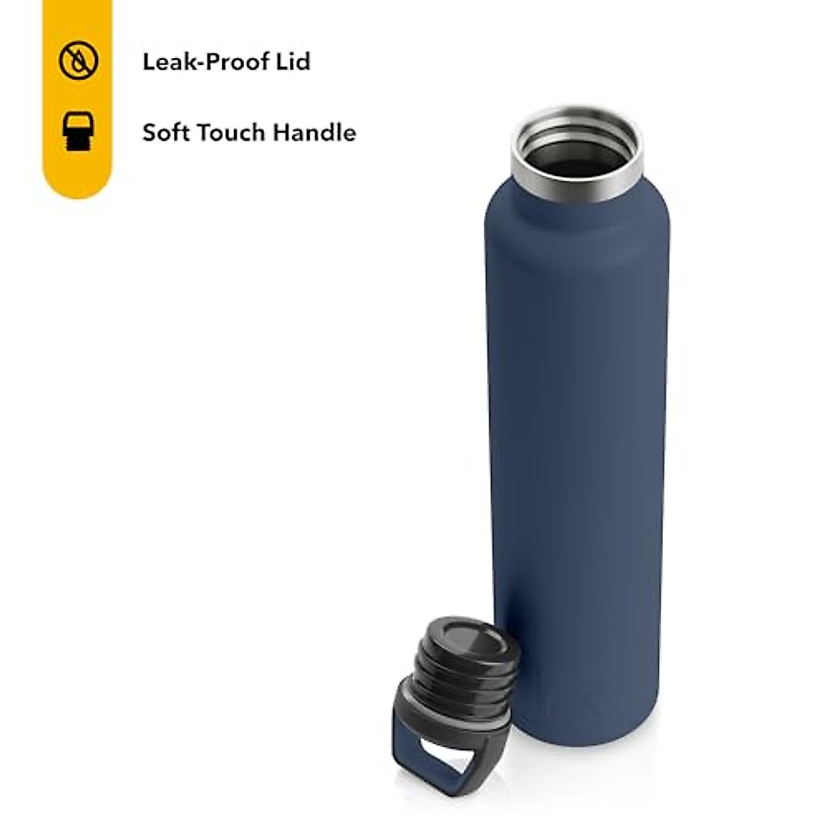 RTIC 26 oz Vacuum Insulated Water Bottle, Stainless Steel Metal, Double Wall, BPA Free, for Hot and Cold Drinks, Navy