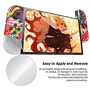 DLseego Switch OLED Skin Wrap Decal Anime Cool Sticker Full Protective Scratch Resistant Vinyl Cover for New Switch Model Game Console Joy Con - Red