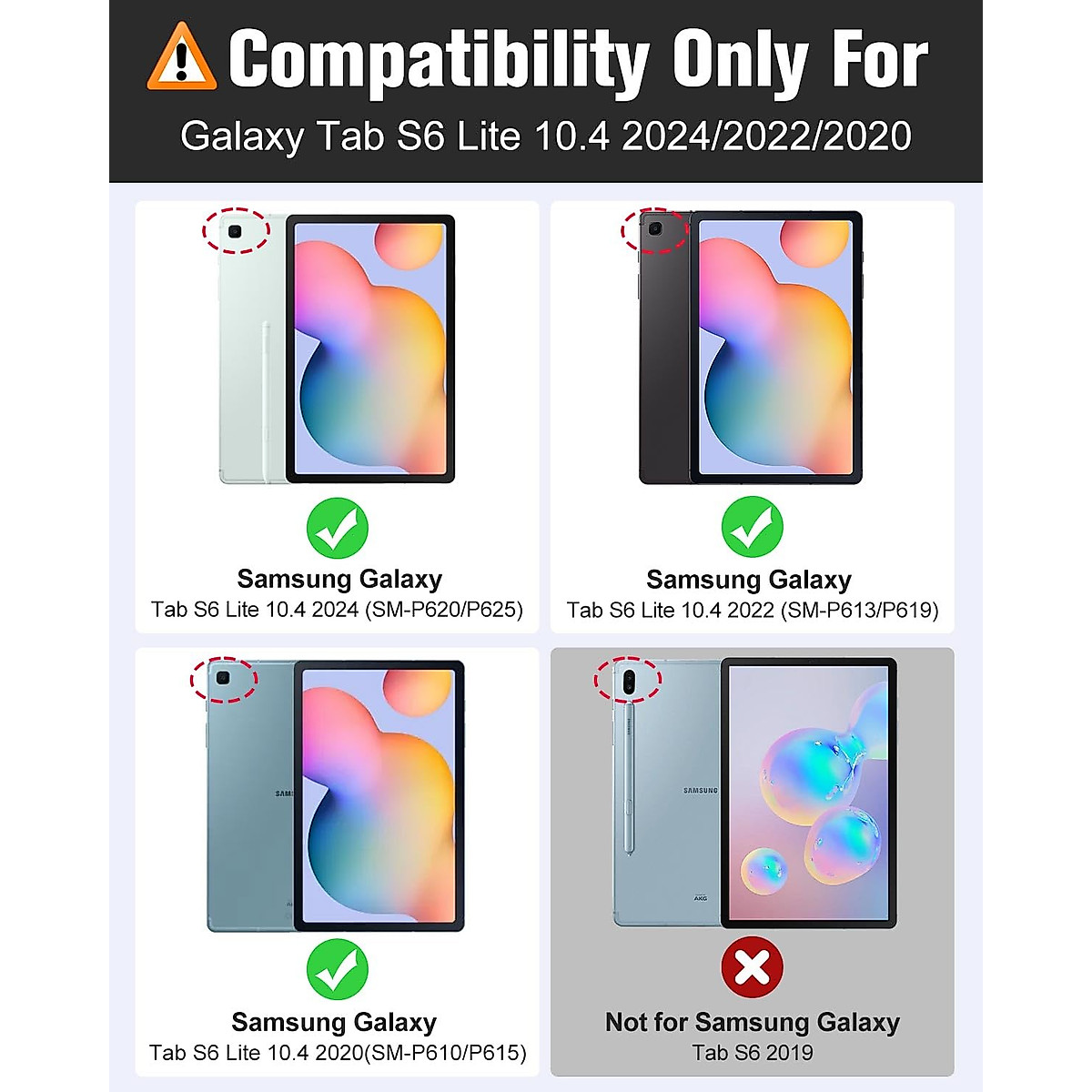 MoKo Case for Samsung Galaxy Tab S6 Lite 10.4 Inch 2024/2022/2020 (SM-P620/P625/P613/P619/P610/P615),Shockproof Full Body Rugged Hybrid Cover with Screen Protector & Pencil Holder - Black