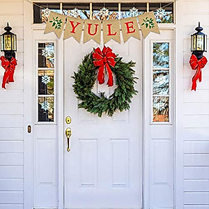 Rainlemon Burlap Yule Banner Pagan Christmas Mistletoe Rustic Winter Farmhouse Fireplace Mantle Decoration