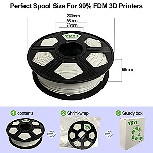YOYI YOYI PLA+ 3D Printer Filament, PLA Plus Filament 1.75 mm, Dimensional Accuracy +/- 0.02 mm, 1kg Cardboard Spool (2.2lbs), PLA+ White