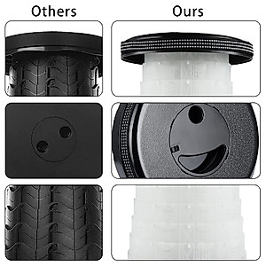 Retractable Folding Stool Portable Stool Collapsible Stool with LED Light 1 Second Open More Sturdy Telescoping Stool Load Capacity 400lbs for Outdoor Fishing Camping Hiking Travelling (Black)