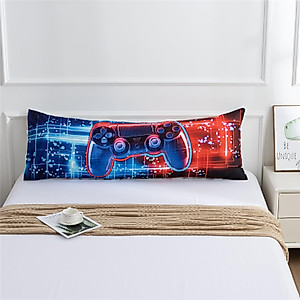 Meeting Story Game Gaming Body Pillow Cover Gamer Bedding Pillowcase with Envelope Closure for Boys Kids Adults (Blue-Purple)