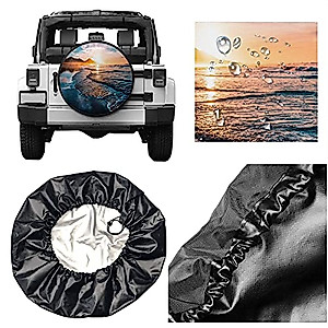 Zhung Ree Spare Tire Cover Amazing Beach Sunset Tire Cover Waterproof Dust-Proof Universal for Jeep,Trailer, RV, SUV and Many Vehicle 14 inch