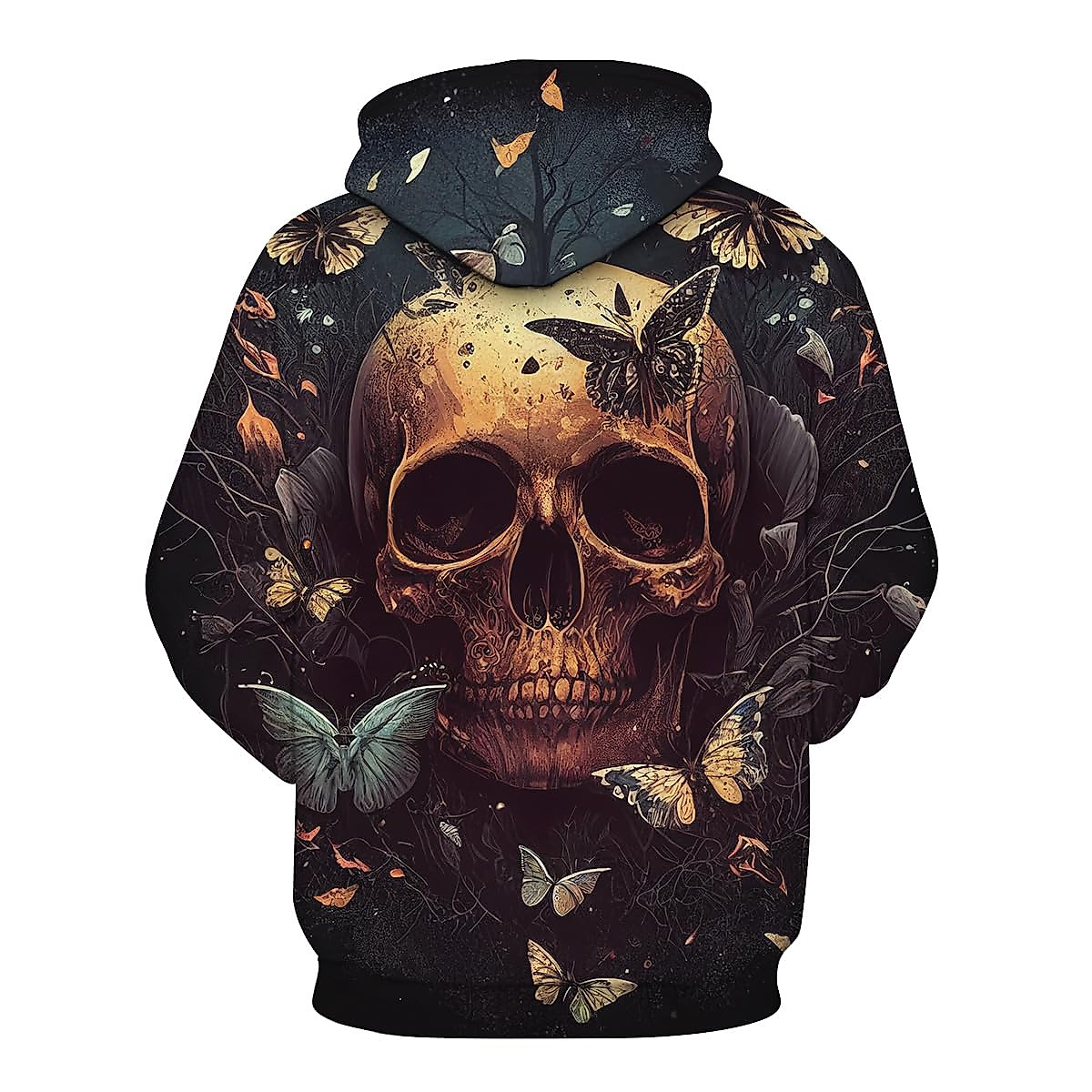 TiwBski Men's Novelty Skull Print Hoodies Sweatshirt Pullover with Pocket,Brown,XL