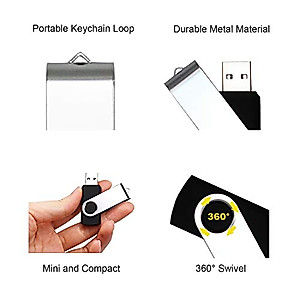 MECHEER Flash Drive 64GB USB Flash Drives 5 Pack USB 2.0 Thumb Drive Jump Drive Pen Drive Bulk Memory Sticks Zip Drives Swivel Design Yellow/Red/Blue/Green/Black (5 Pcs Mixed Color)