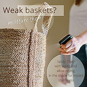 GooBloo Large Woven Storage Basket 100% Jute - 20” x 16” Tall Decorative Jute Rope Basket for Living Room, Toys or Blankets - Wicker Baskets with Handles - Handmade Natural Laundry Hamper