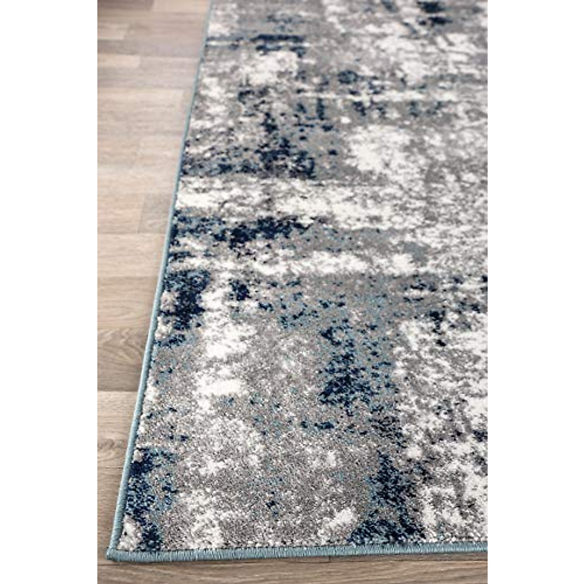 Rugshop Contemporary Abstract Distressed Area Rug 5' x 7' Blue