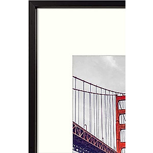Frametory, 11x14 Aluminum Photo Frame with Ivory Color Mat for 8x10 Picture & Real Glass, Metal Picture Frame Collection (Black, 1-Pack)