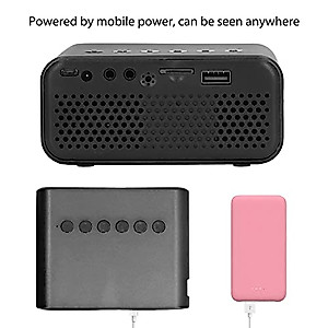 Mini Projector, HD LED Micro Mobile Phone Same Screen, AV Audio Interface Projector with Remote Control for Laptop TV Phone Tablet(Black)