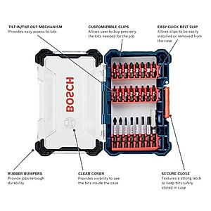 BOSCH SDMS48 48-Piece Assorted Impact Tough Screwdriving Custom Case System Set for Screwdriving Applications