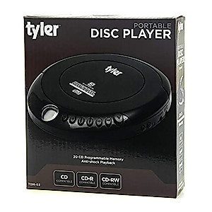 Tyler Portable CD Player Small Handheld Walkman Anti-Skip Shockproof Quality Earbuds Included Great for Kids Car Home Travel Gym USB AUX Output Disc CD-R CD-RW in-Car Compatible Compact & Lightweight