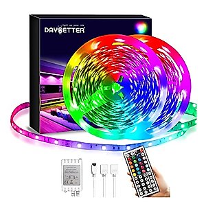 DAYBETTER Led Strip Lights 40ft, RGB Color Changing Led Strips with 44 Keys Remote Control for Room, Bedroom, Suitable for Easter Decor, Living Room, Kitchen, Home Party Decoration, 12V