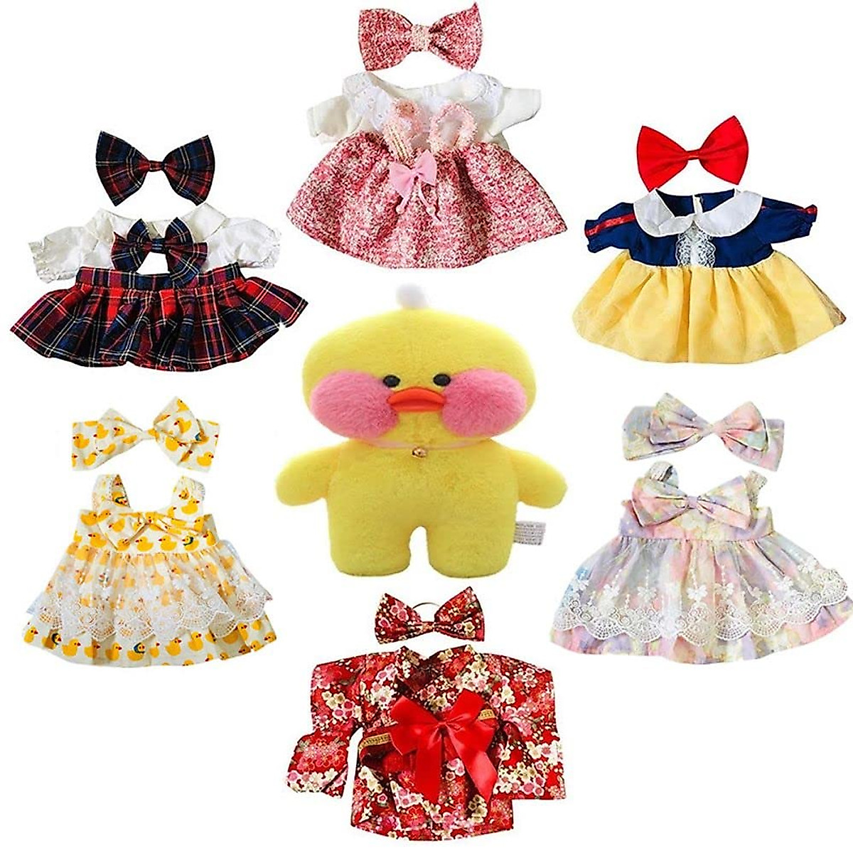 SPDD Clothes for Lalafanfan Duck,Cartoon Stuffed Duck Clothing Kawaii Doll Duck Clothes Plush Animal Dolls Detachable Clothes Birthday Gifts(Yellow)