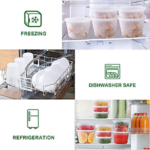 48Sets Deli Containers with Lids, Reusable Food Srorage Containers with Lids 8oz, 16oz, 32oz, Disposable Soup Containers, Microwave/ Freezer/ Dishwasher Safe,Stackable, Leakproof, BPA Free, Clear