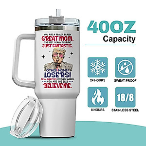 9SUNFLOWER To Modern Best Mothers Straws Mommy Ever Funny Cups Insulated Tumblers Cup Day Momma For, Trump Mom Nutrition Facts, Tumbler 40 Oz With Handle Lid And Straw, Trump Gifts