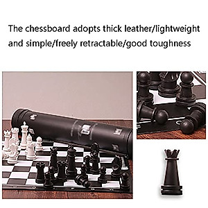 THPT 20 Inchs Leather Chess Set，High-end Large Portable Chess Armory with Folding Board，for Children，Beginners, Students, Adults Board Games