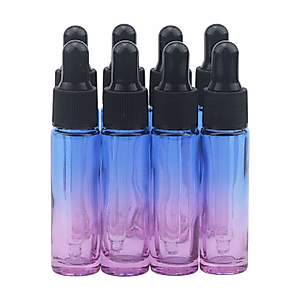 Kesell 8 Pack 0.34oz/10ml Essential Oil Dropper Bottles Colorful Glass Bottles with Eye Dropper Empty Travel Bottles for Perfume