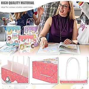 JOHOUSE 24PCS Donut Gift Bags, 5.5x2.8x8 inches Paper Gift Bags with Handles Party Favor Bags Paper Shopping Bags, Birthday Gift Bags, Colorful Retail bags, Recyclable Bags, Thank you Gift Bags