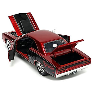 Jada Toys Big Time Muscle 1:24 1970 Plymouth Road Runner Die-cast Car Red/Black Flames, Toys for Kids and Adults