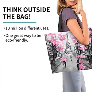 Sweetshow Eiffel Tower Tote Bag Paris Gifts for Women Pink Handbag Paris Bag Grocery Bag Waterproof Reusable Grocery Shopping Gift Bag for Beach Bags Shoulder Bag Handbag