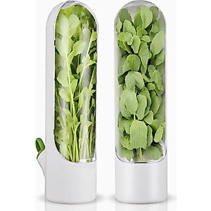Herb Saver for Refrigerator, Fresh Herb Keeper, Herb Saver Pod Containers, Herb Fresh Keeper for Refrigerator,Herb Storage for Cilantro,Parsley, Asparagus,Keeps Vegetables Fresh for 2-3 Wee（2PCS）