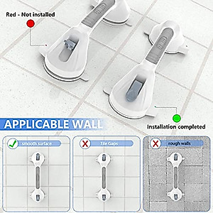 Suction Cup Grab Bars 15 inch, Munzong Gray Anti-Slip Bathroom Grab Bar, Vacuum Suction Shower Balance Bar, Safety Handrail Support, Handicap Injury Elderly Senior Assist Shower Handle for Bathtubs