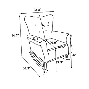 GIA Modern Nursery Rocking Chair Comfy Velvet Upholstered Glider Arm Rocker Padded Seat with High Backrest for Bedroom Living Room,Wooden Frame, Beige