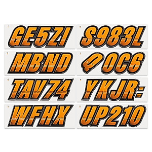 STIFFIE Techtron Orange Crush/Black SUPER STICKY 3" Alpha Numeric Registration Identification Numbers Stickers Decals for Sea-Doo SPARK, Inflatable Boats, RIBs, Hypalon/PVC, PWC and Boats.