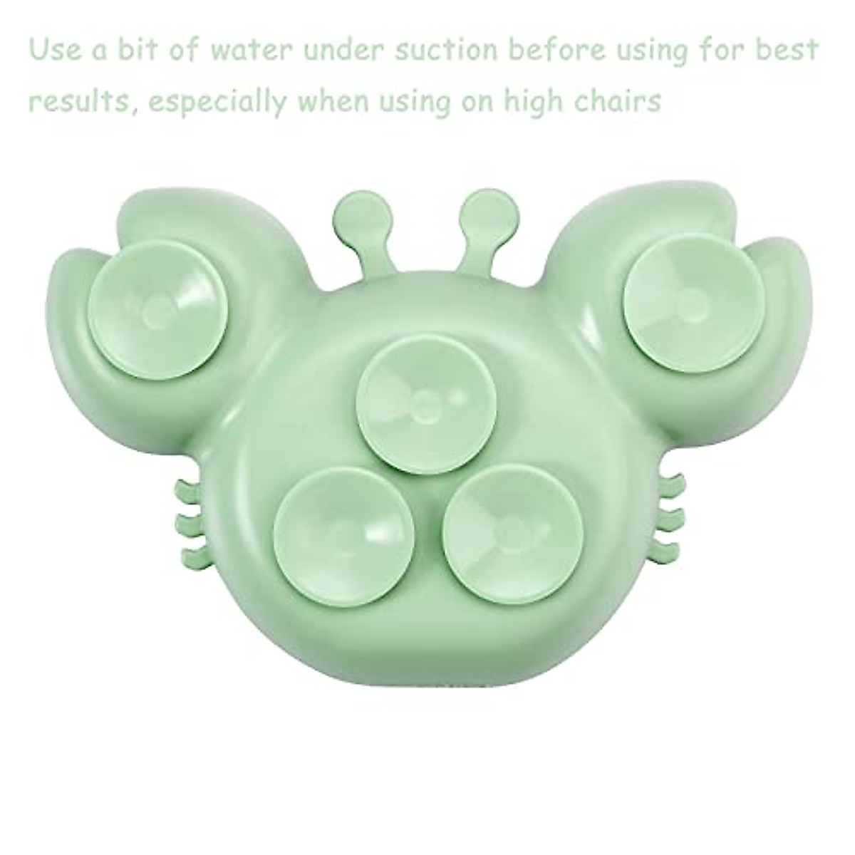 PandaEar 2 Pack Silicone Suction Plate for Baby, Divided Unbreakable Toddler Food Plate with 2 Pack Spoons for Self Feeding, Toddler Utensils Feeding Set Baby Eating Supplies, Crab Shape, Blue&Green