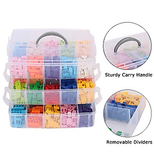 KISLANE 3-Tier Stackable Storage Box with 30 Compartments Compatible with Lego Bricks, Building Bricks, Plastic Storage Box for Building Bricks, Kids Toy and More (Transparent White)