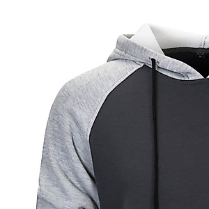 Maiyifu-GJ Men's Fleece Color Block Pullover Hoodies Slim Fit Drawstring Hooded Sweatshirt Casual Long Sleeve Gym Hoodie (Dark Grey,XX-Large)