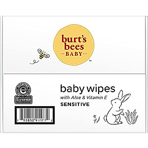 Burt's Bees Baby Wipes, Unscented Towelettes for Sensitive Skin, Hypoallergenic & Non-Irritating, All Natural with Soothing Aloe & Vitamin E, Fragrance Free, 72 count ( Pack of 10)
