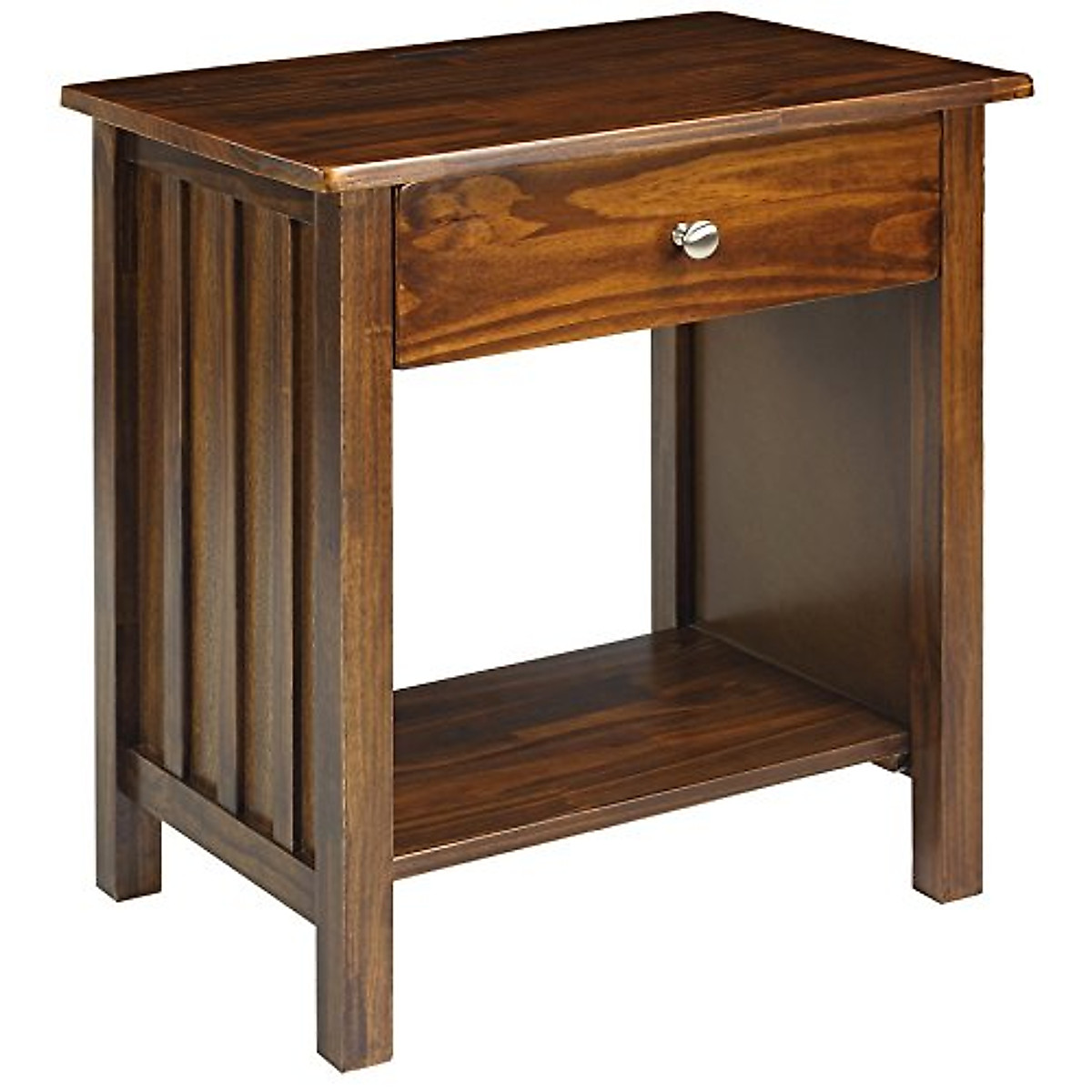 Casual Home Vanderbilt Nightstand with USB Ports-Warm Brown, 24"L x 17"W x 27"H