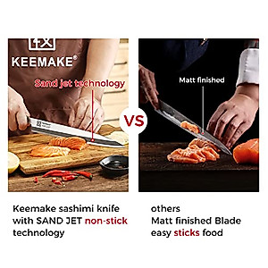 KEEMAKE Sashimi Sushi Knife Japanese 10.5 inch Yanagiba Knife,Japanese VG10 Stainless Steel Single Bevel Blade, Perfect Rosewood Handle Filleting & Slicing Knife