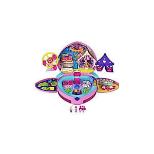 Polly Pocket 2-in-1 Travel Toy Playset with 2 Micro Dolls & Ice Cream Cart Accessoory, Tiny is Mighty Theme Park Backpack Compact